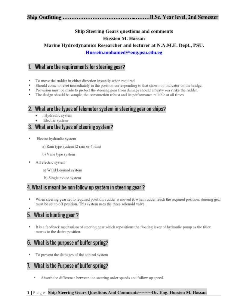 What Are The Types of Telemotor System in Steering Gear On Ships | PDF ...