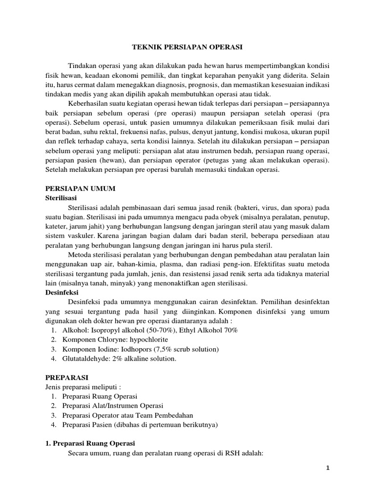 Teknik Persiapan Operasi | PDF