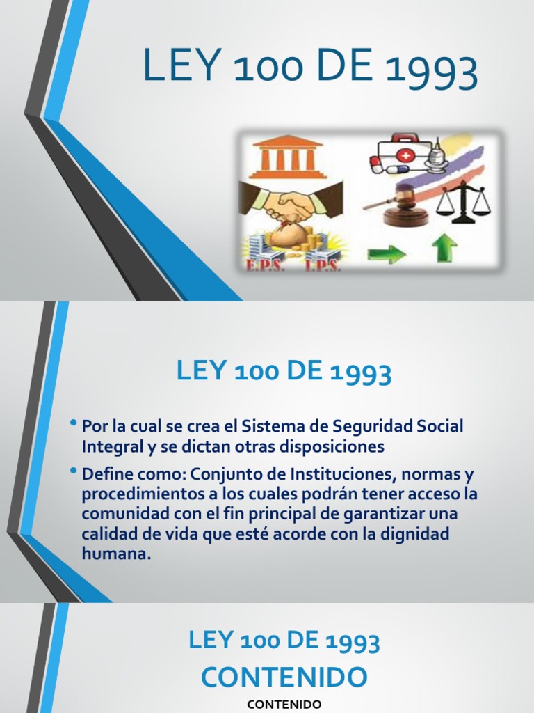 Ley 100 de 1993 Generalidades | PDF | Pensión | Bienestar