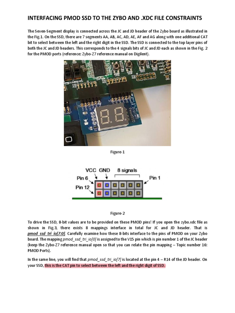Interfacing Pmod SSD To The Zybo and .XDC File Constraints | PDF