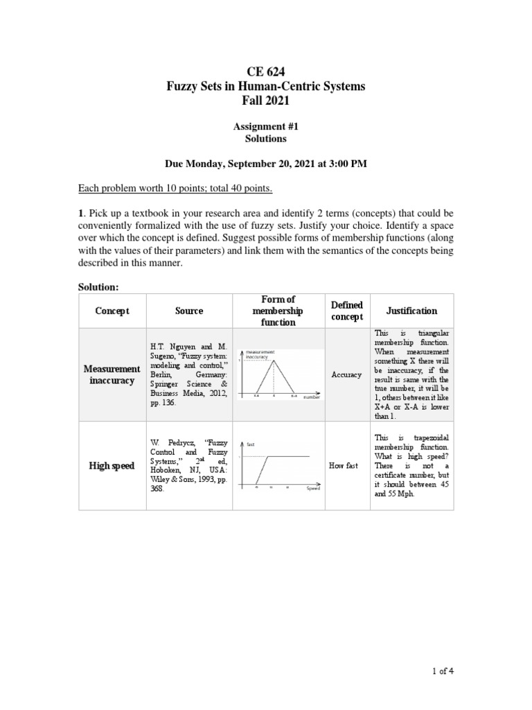 Assignment#1 - Solution | PDF | Fuzzy Logic | Mathematics