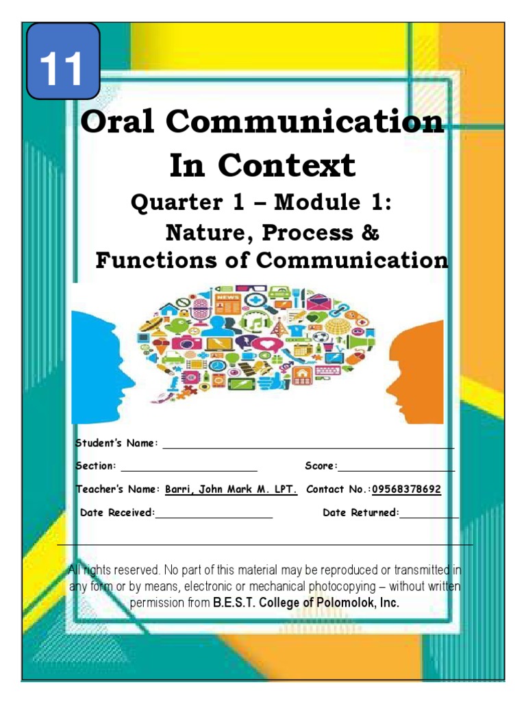 Oral Communication Module 1 Quarter 1 SY 2021-2022 | PDF ...