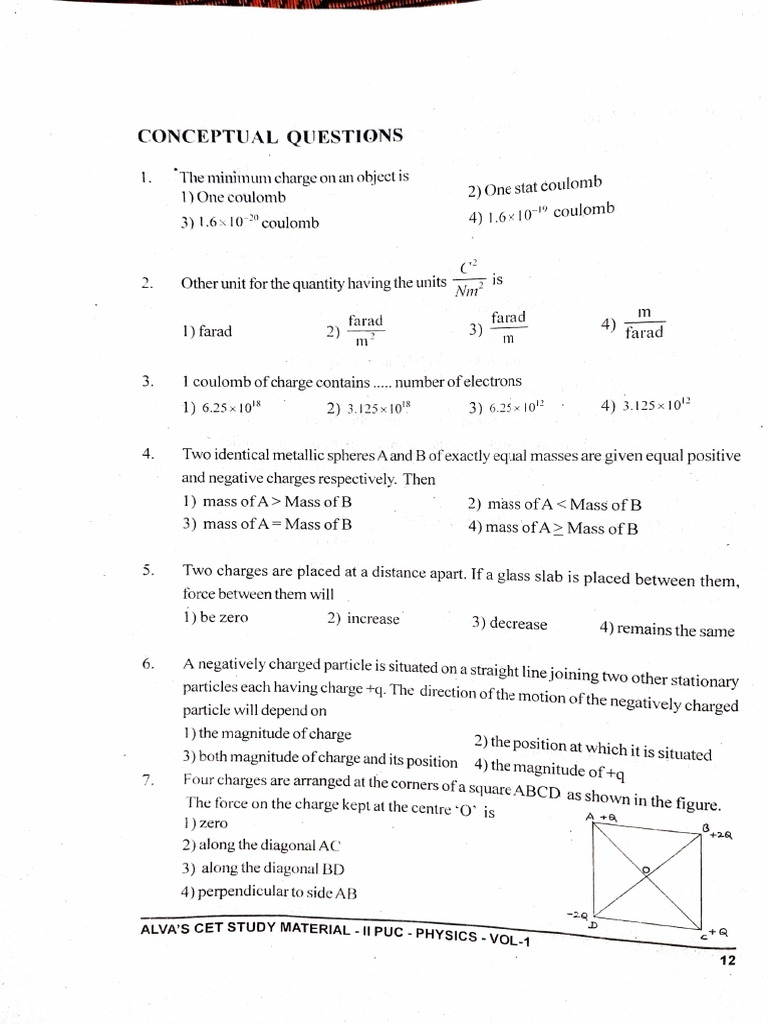Electric Charges and Fields MCQ HM | PDF | Electric Field | Electric Charge