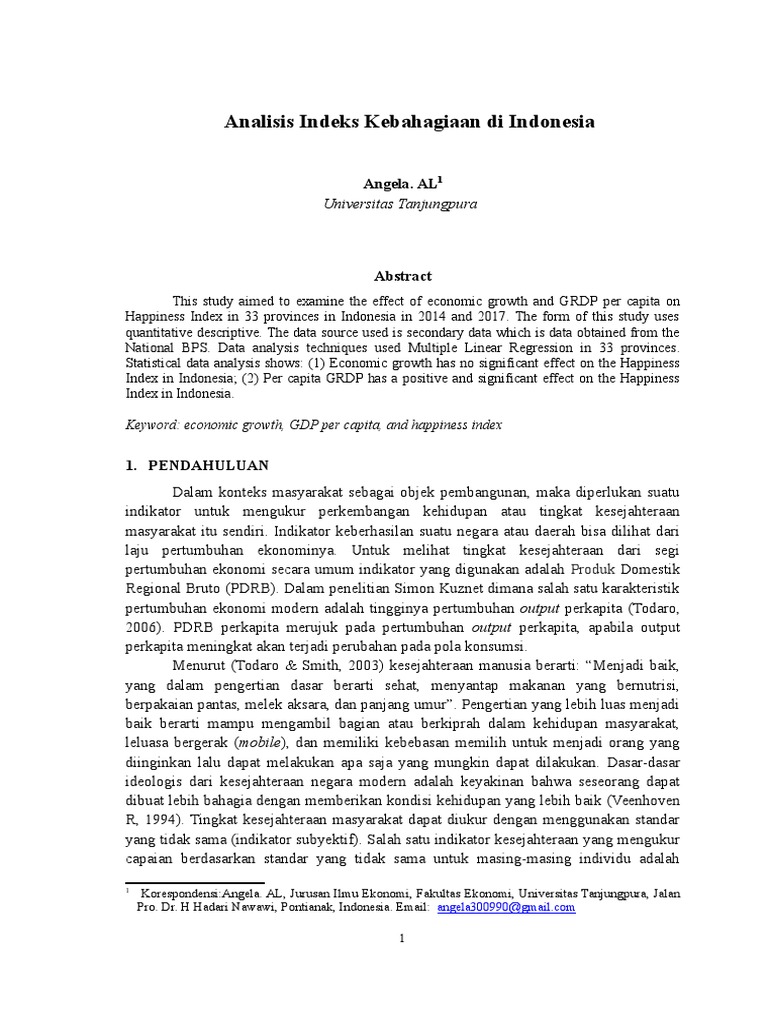 Pengaruh Ekonomi pada Kebahagiaan | PDF