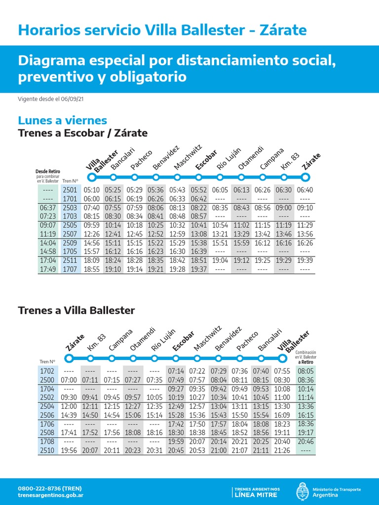 Horarios Villa Ballester Zarate | PDF