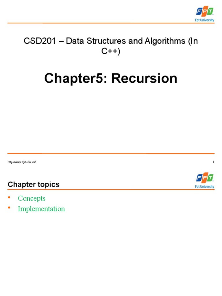 Chapter5: Recursion: CSD201 - Data Structures and Algorithms (In C++) | Download Free PDF ...