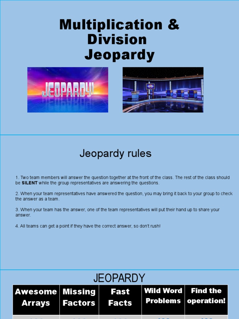 Multiplication & Division Jeopardy | PDF | Matrix (Mathematics ...