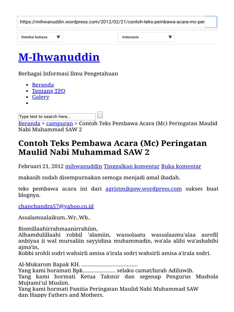 Contoh Teks Pembawa Acara (MC) Peringatan Maulid Nabi Muhammad SAW 2 ...