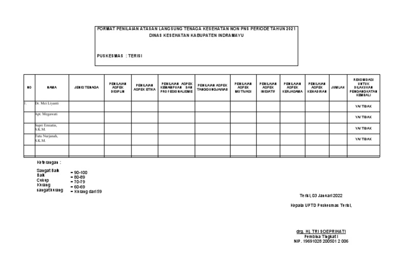 Form Penilaian Nakes PTT | PDF