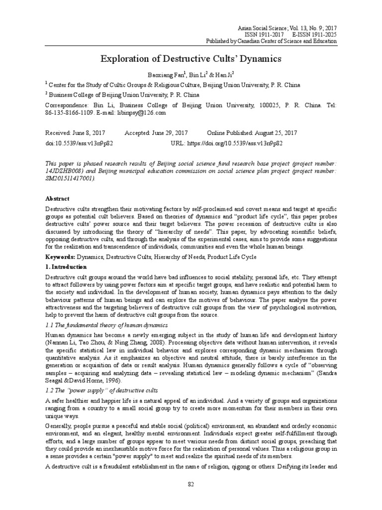 Exploration of Destructive Cult Dynamics | PDF | Qualitative Research ...