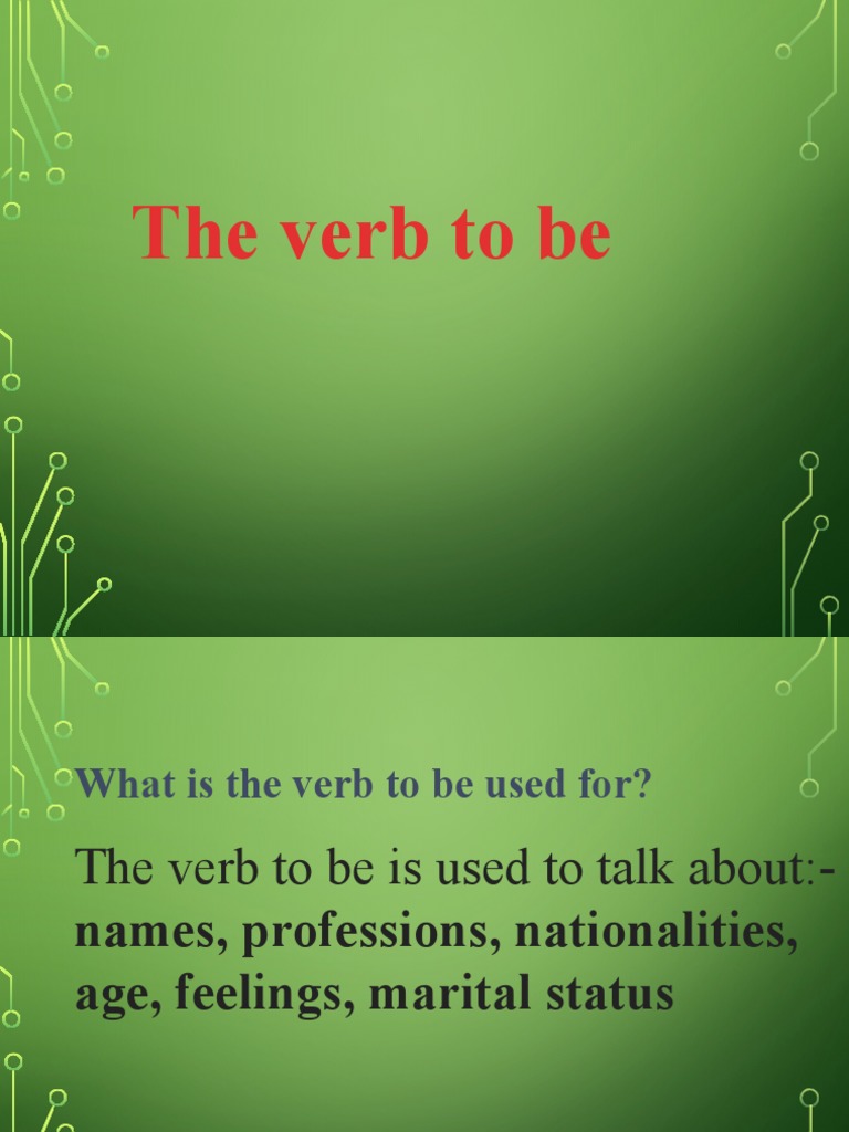 Verb To Be | PDF