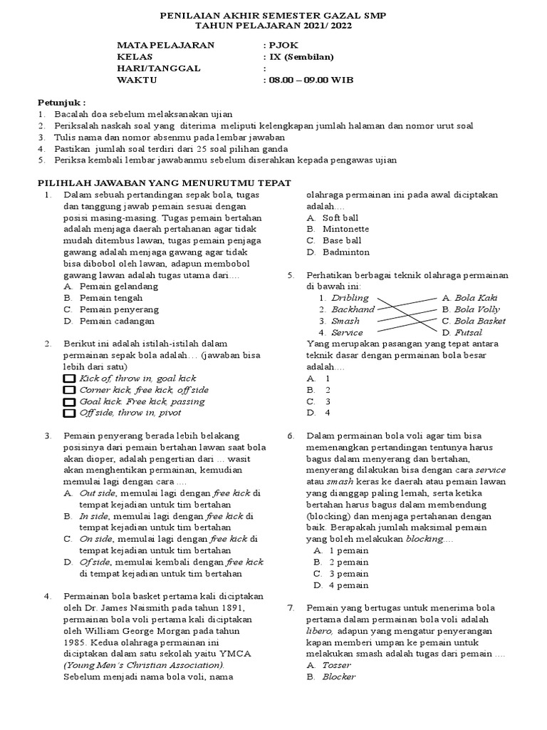 Soal PAS IX 2021-2022 | PDF