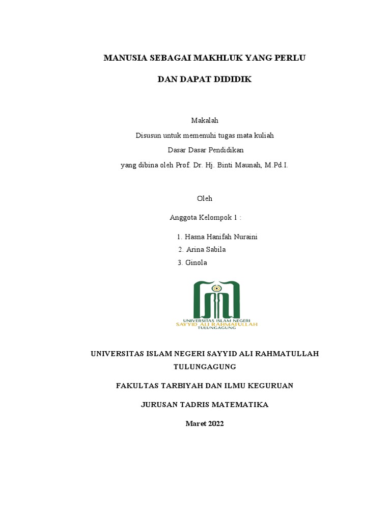 Kelompok 1 Dasar Dasar Pend - Tmt2e | PDF