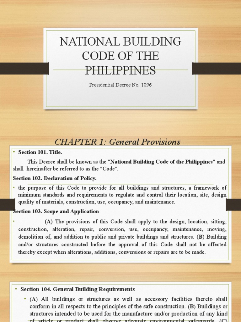 National Building Code of The Philippines: Presidential Decree No. 1096 ...