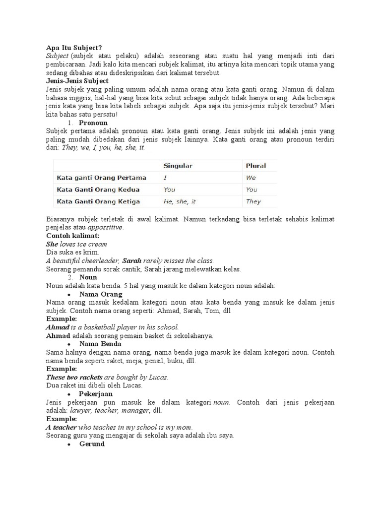Apa Itu Subject | PDF
