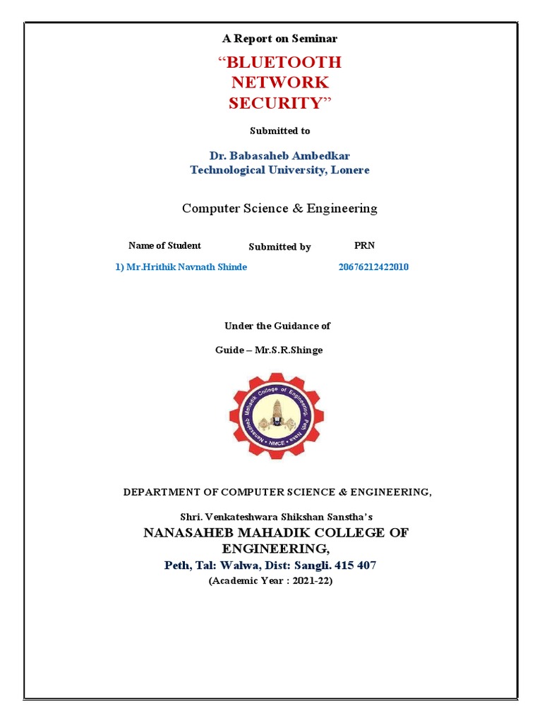 Seminar Report On BNS Edit | PDF | Bluetooth | Personal Digital Assistant