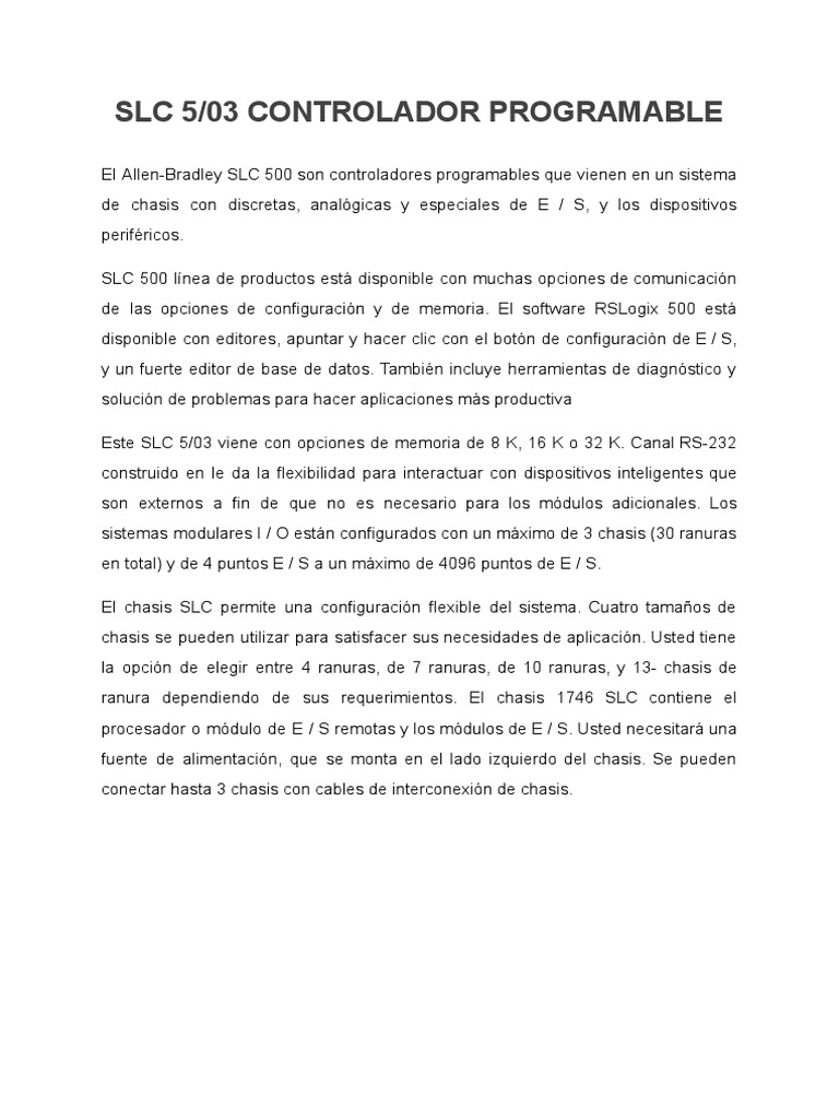 Manual SLC 5/03 de Allen-Bradley | PDF | Poco | Controlador lógico ...