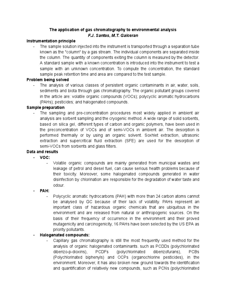 The Application of Gas Chromatography To Environmental Analysis | PDF ...