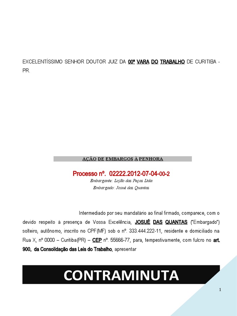 CONTRA RAZOES MINUTA Recurso AGRAVO DE PETICAO Acao Execucao Bloqueio ... CONTRA RAZOES MINUTA Recurso AGRAVO DE PETICAO Acao Execucao Bloqueio ...