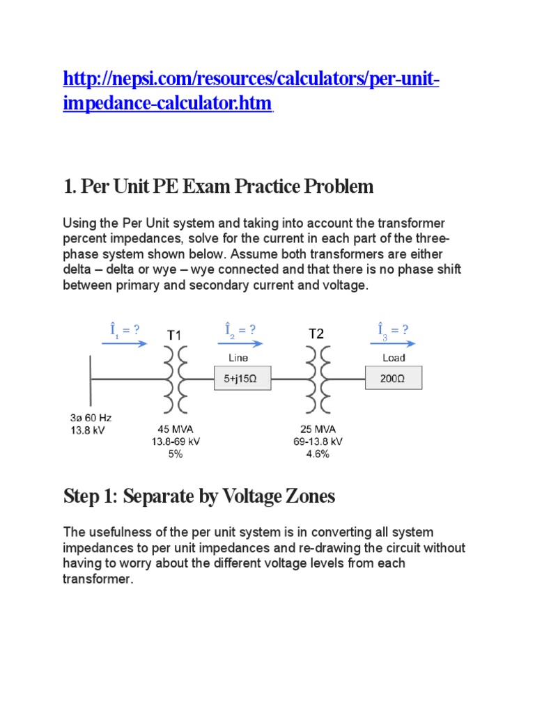 Per Unit Impedance Calculator Guide | PDF | Electrical Impedance ...