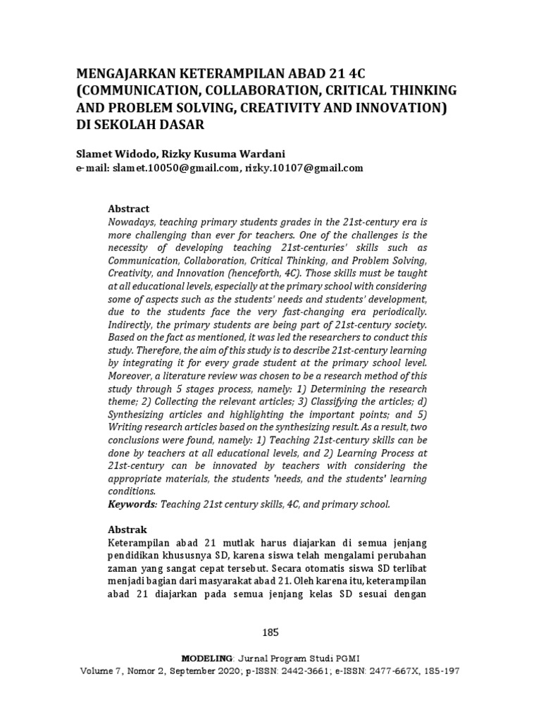 Teaching 21st Century Skills in Primary Schools: Integrating ...