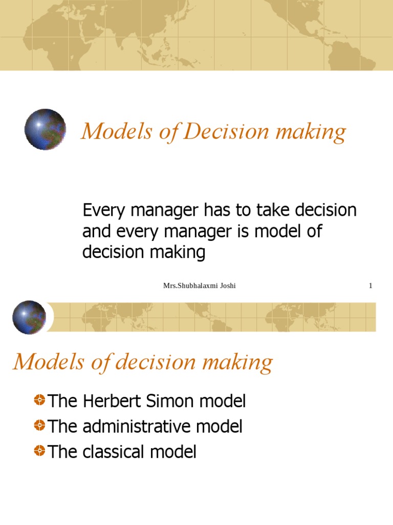Models of Decision Making | PDF