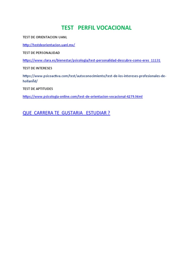 Test de Perfil Vocacional | PDF