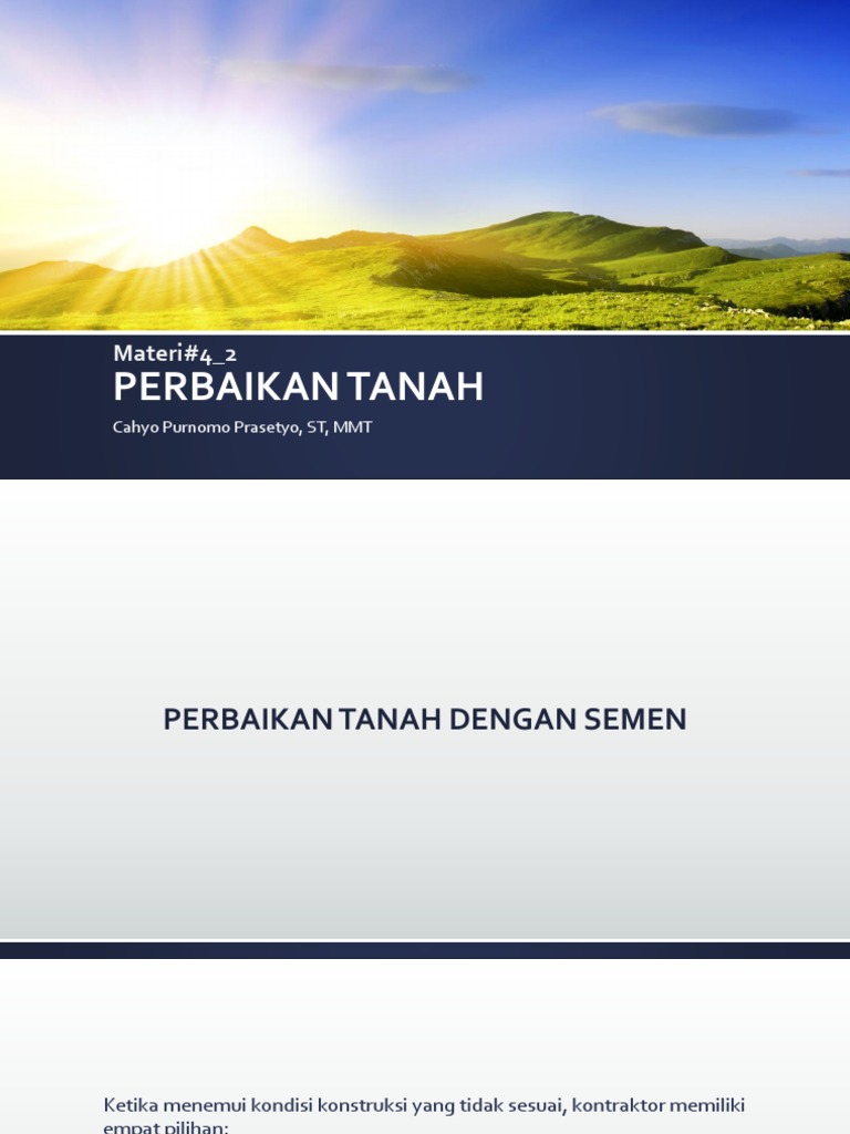 Materi#4 - Perbaikan Tanah Dengan Semen - 2 (Pert.8) | PDF | Griya ...