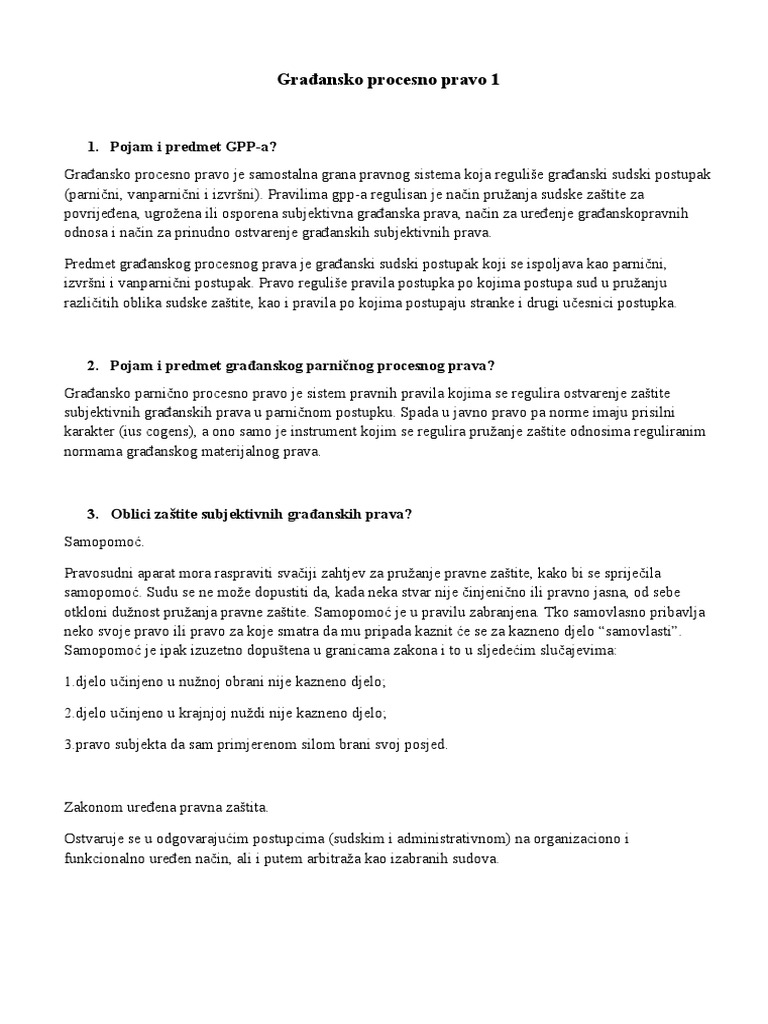 Građansko Procesno Pravo 1 | PDF