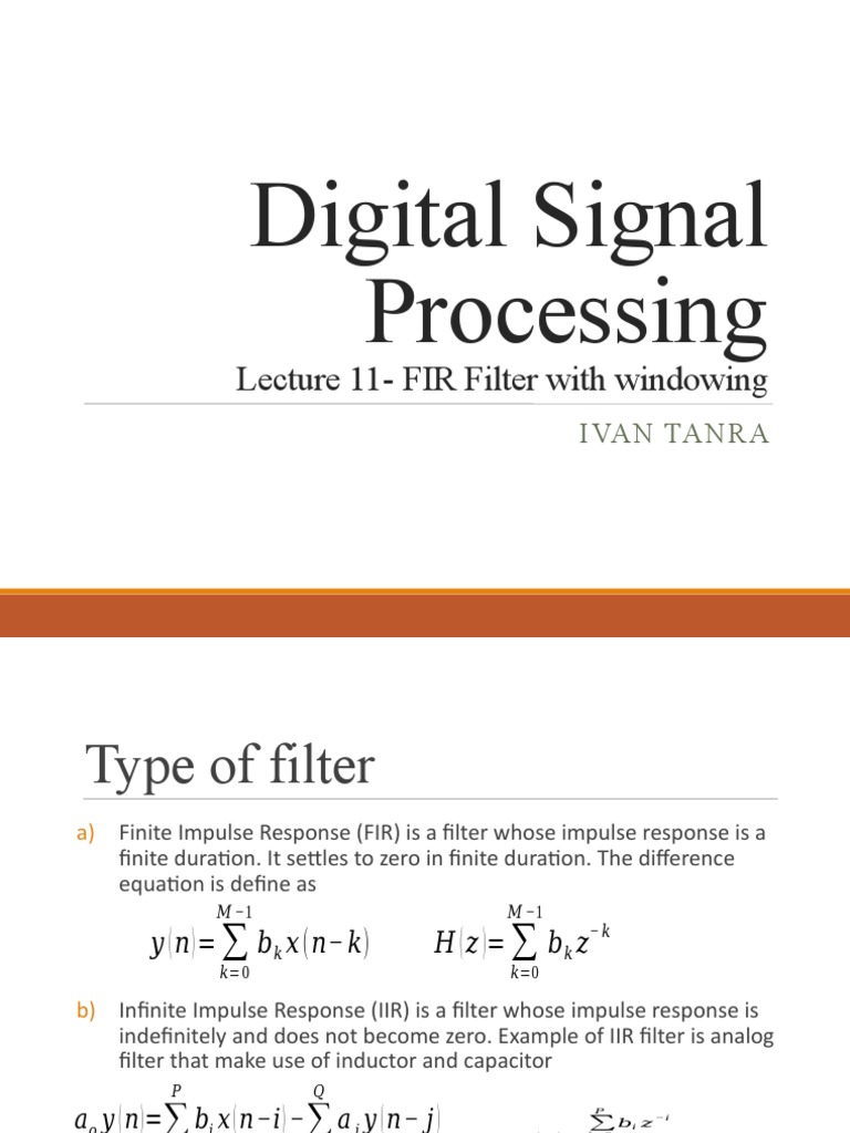 Lecture 11 FIR FIlter With Windowing | PDF | Information And Communications Technology | Control ...