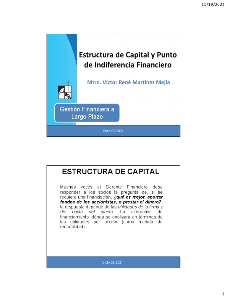 Estructura Capital | Descargar gratis PDF | Apalancamiento (Finanzas) | Compartir (Finanzas)