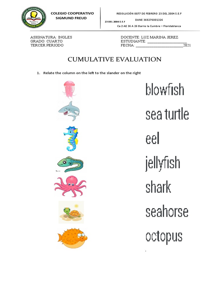 Acumulativa Ingles Cuarto | PDF