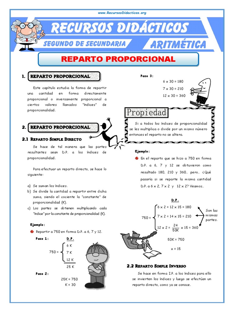 Ejercicios de Reparto Proporcional | PDF | Aritmética | Álgebra