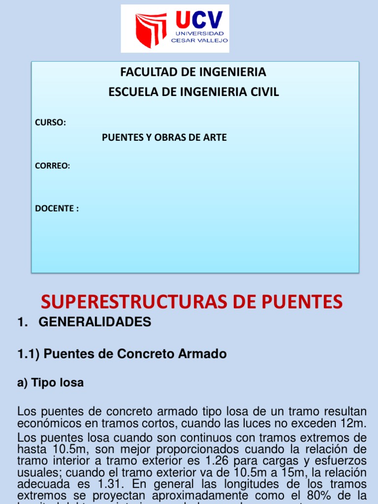 Superestructuras Puente Tipo Losa Pdf Puente Hormigón Pretensado