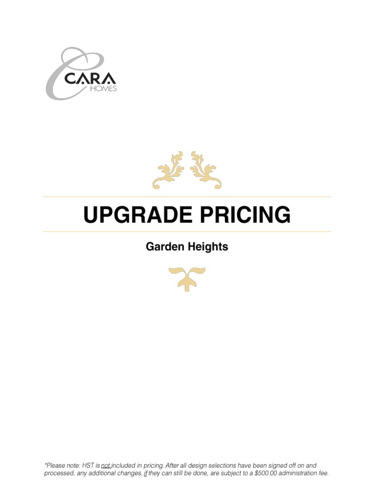 Garden Heights - Upgrade Price List | PDF