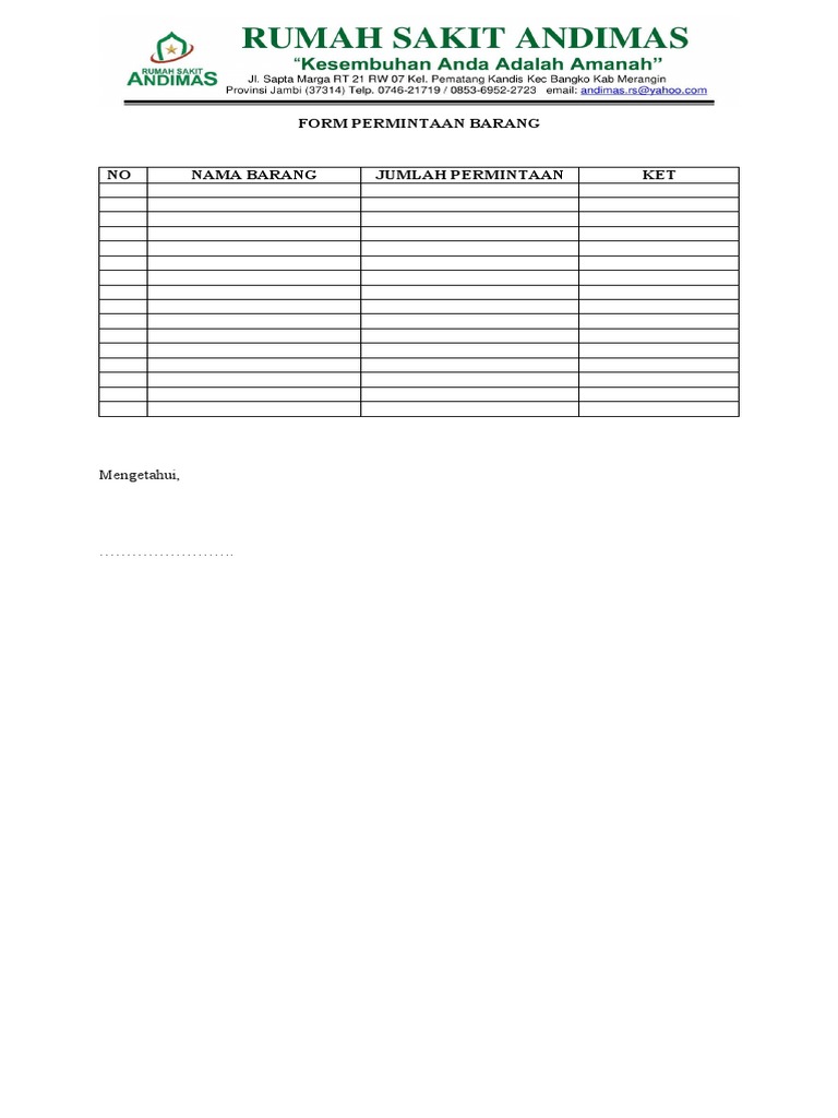 Form Permintaan Barang | PDF