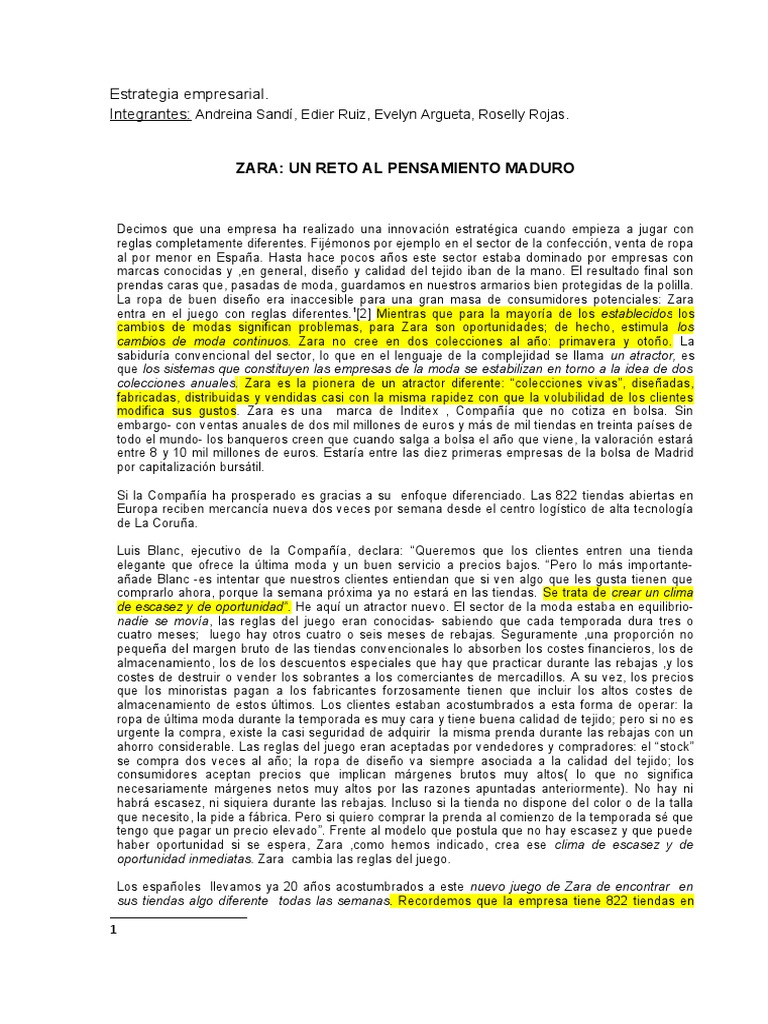 Caso Zara Resuelto | Descargar gratis PDF | Cadena de valor | Logística