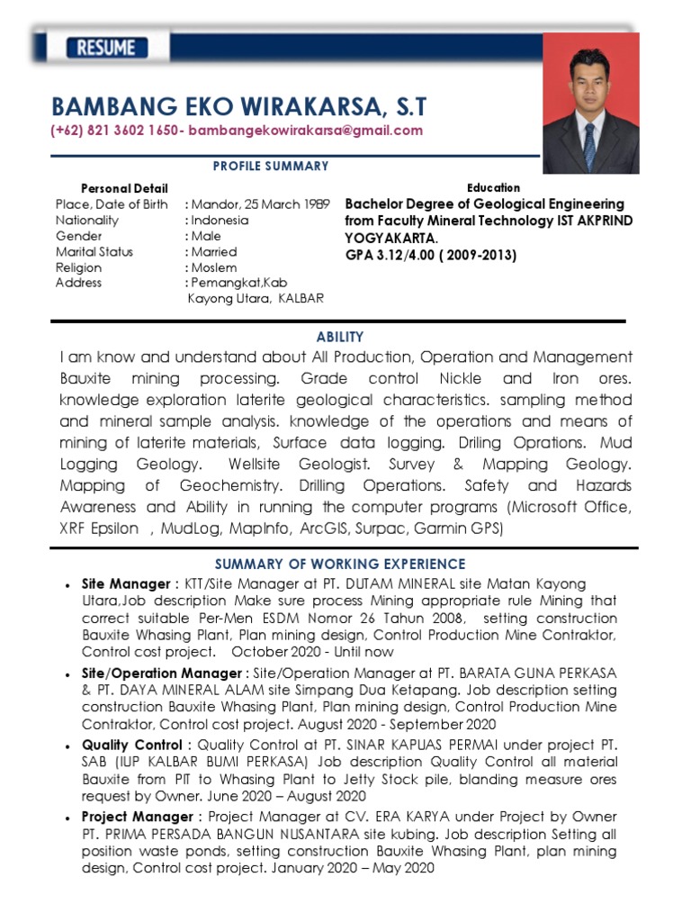 CV. Bambang Eko Wirakarsa, ST | Download Free PDF | Mining | Geology