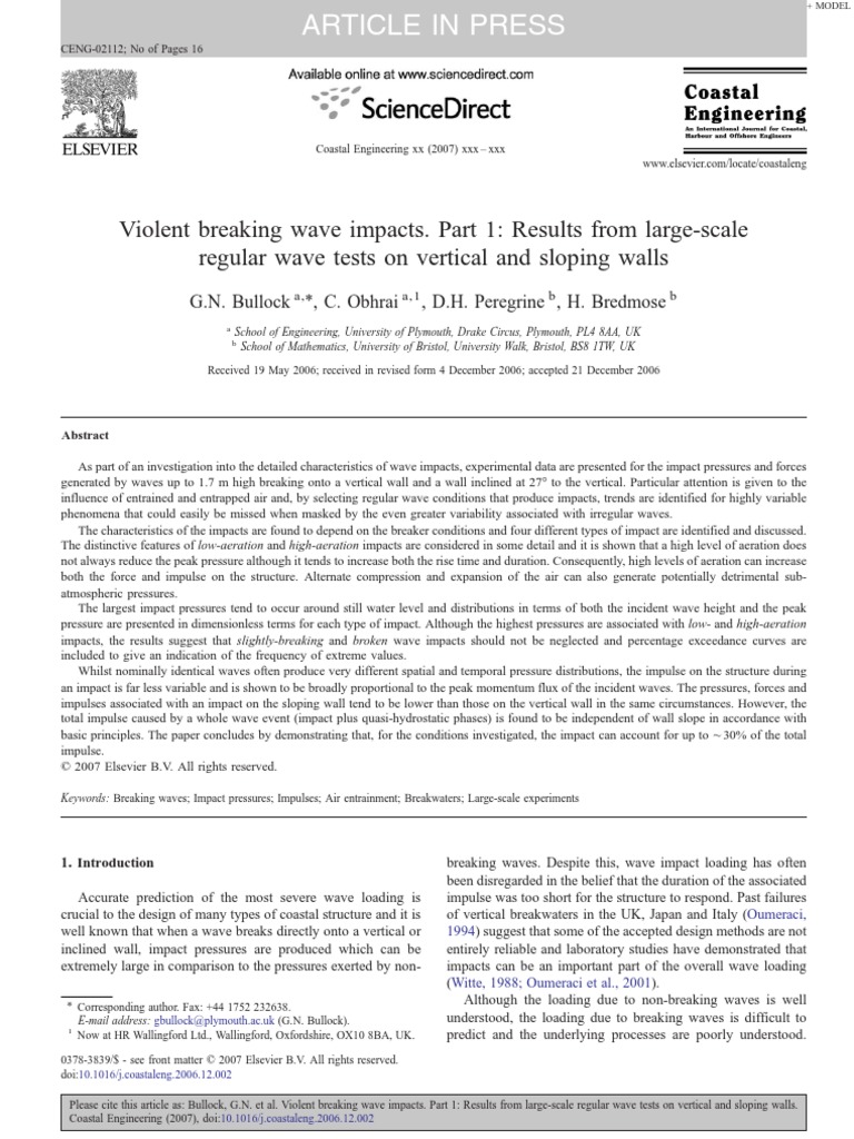 Violent Breaking Wave Impacts. Part 1: Results From Large-Scale Regular ...