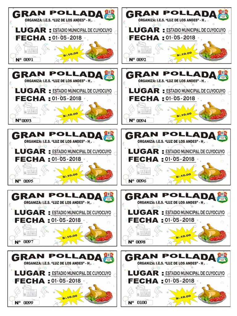 Modelo de Tiket Pollada | PDF