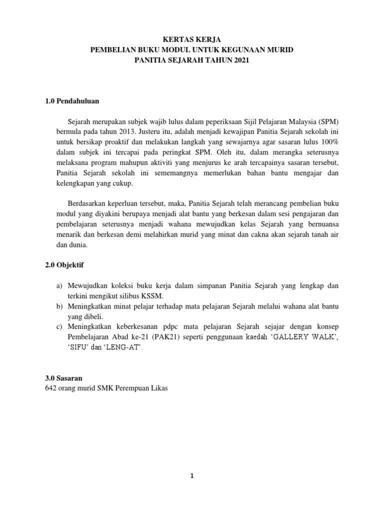 KERTAS KERJA PEMBELIAN BARANGAN 2021 Fasa 2 PDF LATEST | PDF