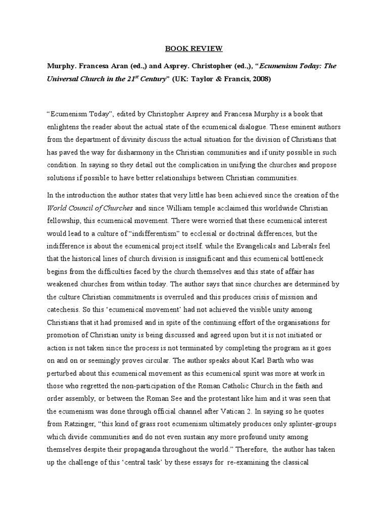 Ecumenical Book Review | PDF | Ecumenism | Catholic Church
