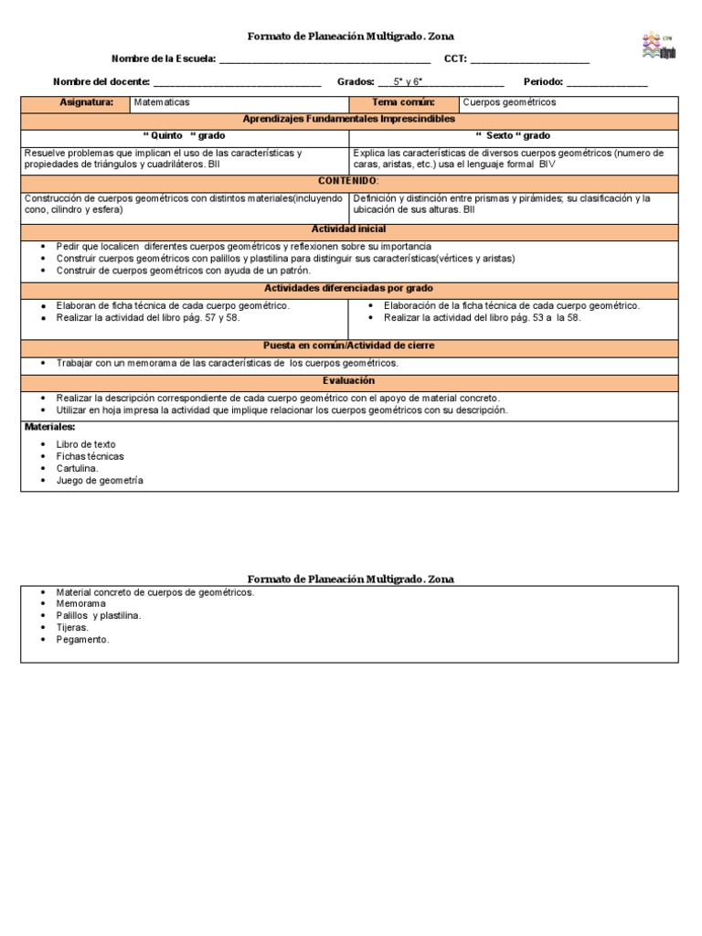 Planificación Multigrado Tridocente, Matematicas | PDF | Geometría ...