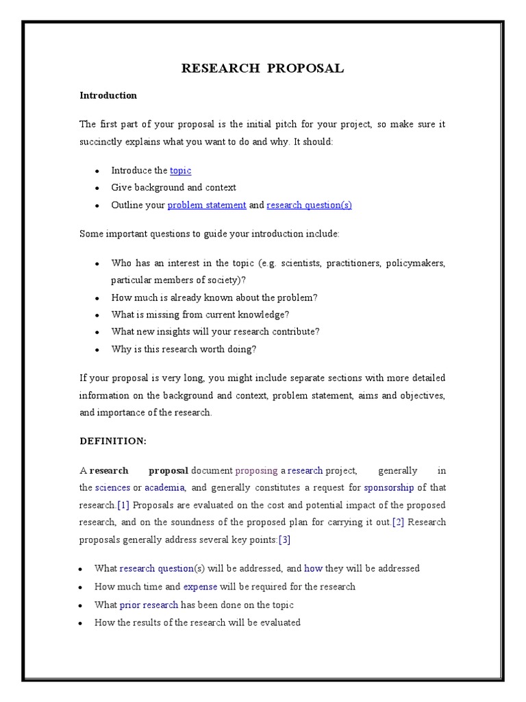 Research Proposal: Topic Problem Statement Research Question(s) | PDF ...