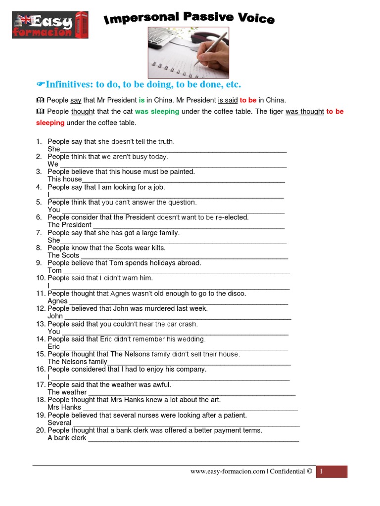 Impersonal Passive Voice | PDF