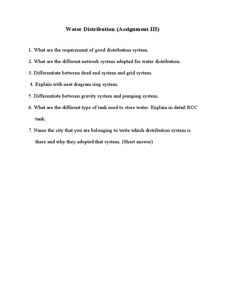 Water Distribution Assignment | PDF