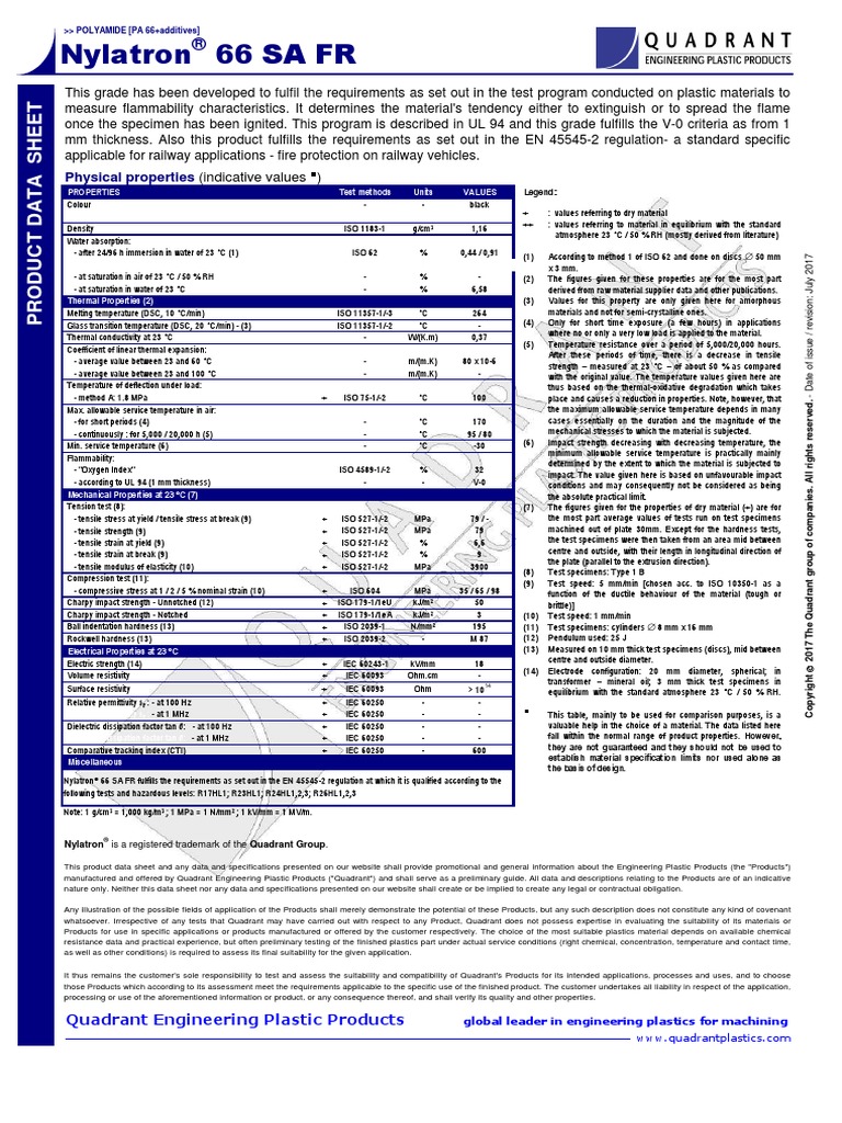 Nylatron 66 SA FR PDS E 12072017 | PDF | Ultimate Tensile Strength ...