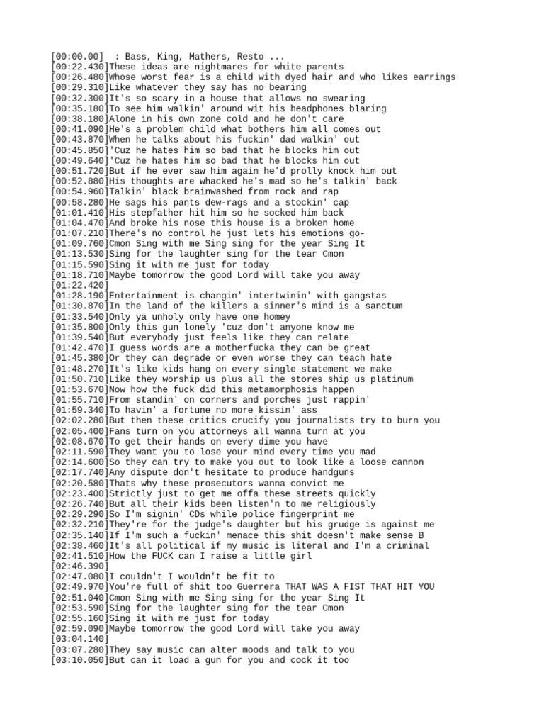 Eminem - Sing For The Moment - LRC | PDF | Hip Hop