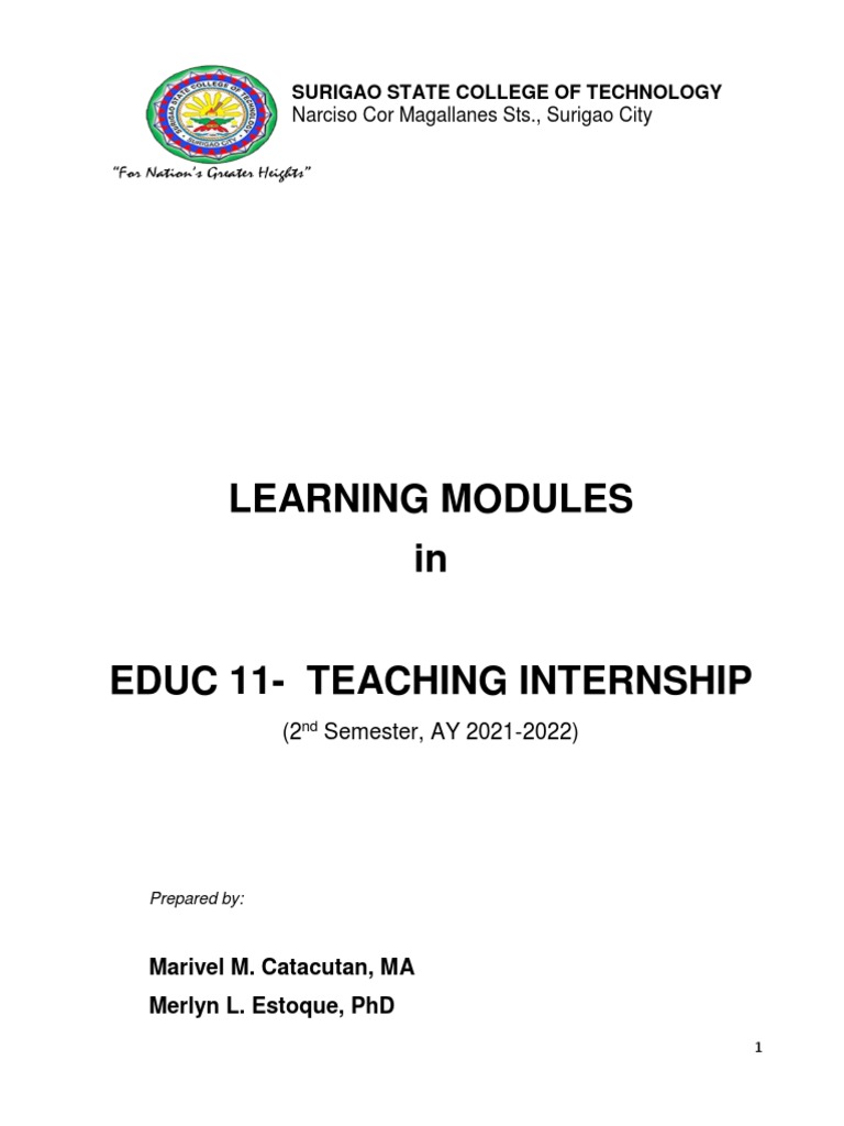 Practice Teaching MODULES - 2021-2022 | PDF | Teachers | Learning