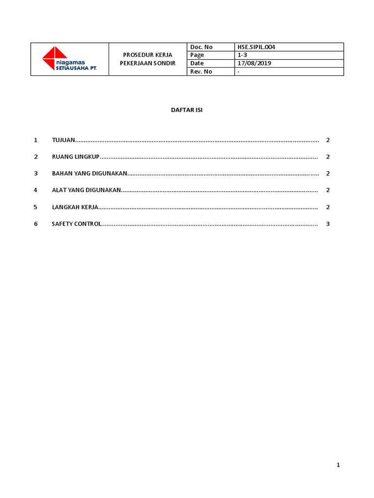 HSE-S-004 Prosedur Pekerjaan Sondir | PDF